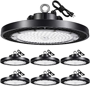 THELUX UFO Led High Bay Light 150W 21000Lm 5000K,100V-277V, Daylight with Plug, High Bay Led Lights for Warehouse Workshop Factory Barn Logistics Center 6 Pack with FCC certificated
