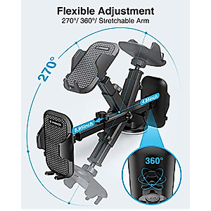 VANMASS [Upgraded] Car Phone Mount, [Strong Suction & Military-Grade] Cell Phone Holder Car Dashboard Windshield Air Vent, Handsfree Dash Stand for Universal iPhone 14 13 12 11 Pro XS Max 8 Samsung