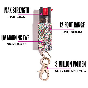 super-cute pepper spray Keychain - Fashionable & Powerful, Our 10% OC, No Gel Sprays Long Range and is Specifically Designed for Women, Safe, Accessible, Easy to Use - Multi Color