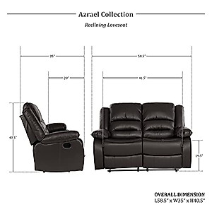 Lexicon Azrael Faux Leather Double Manual Reclining Loveseat, 62" W, Brown