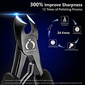 Toe Nail Clippers, Podiatrist Toenail Clippers for Thick Nails for Seniors for Men Wanmat (Black)
