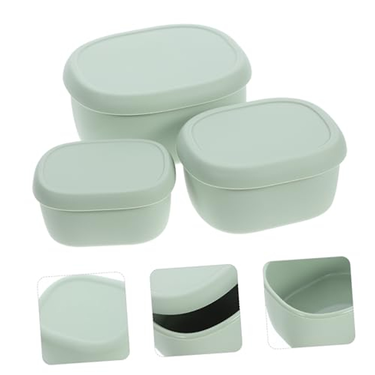 VINTORKY 3 Silicone Food Storage Boxes Airtight Containers with Lids for Portable Meal Box