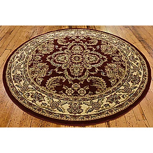 Unique Loom Voyage Collection Traditional Oriental Classic Intricate Design Area Rug (6' 0 x 6' 0 Round, Red/Tan)