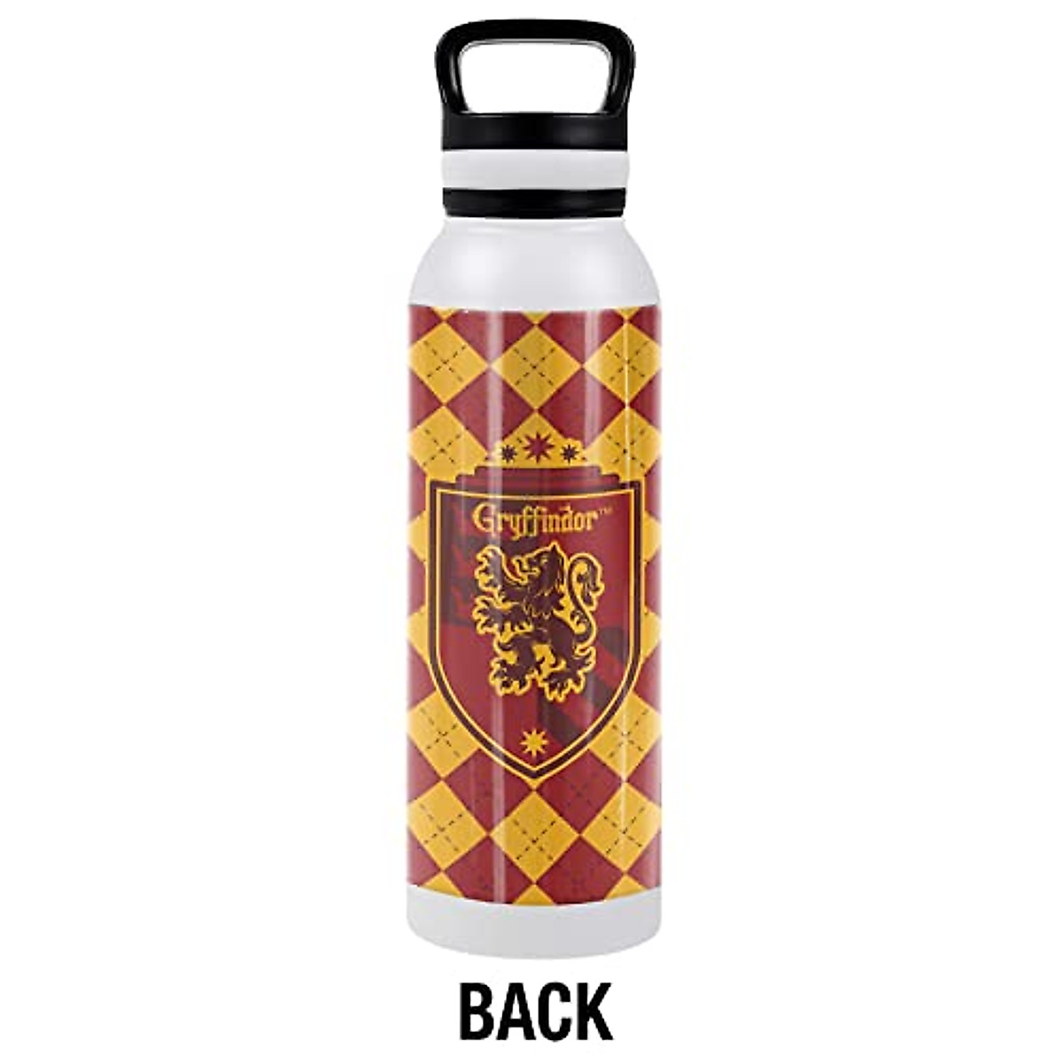 Harry Potter OFFICIAL Griffindor Plaid Sigil 24 oz Insulated Canteen Water Bottle, Leak Resistant, Vacuum Insulated Stainless Steel with Loop Cap, White