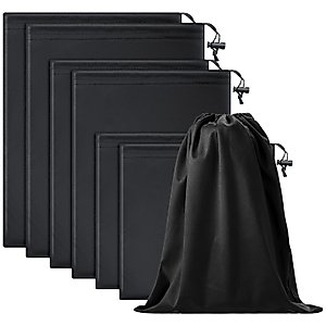 Flutesan 6 Pieces Toy Storage Bag Microfiber Ski Goggle Bag Sunglasses Pouch Case Foldable Adjustable Drawstring Bag (Black, 9 x 11.8 Inch, 7 x 9.8 Inch, 5.9 x 5.9 Inch)