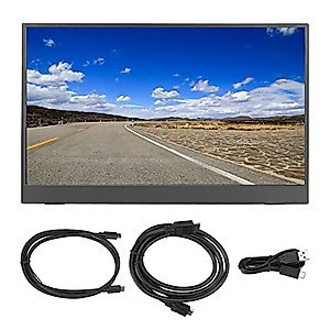 Naroote Touch Screen Portable Monitor, Lapotp Monitor Split Screen 15.6inch Plug and Play Reverse Charge Support with PU Leather Case for Mobile Phone