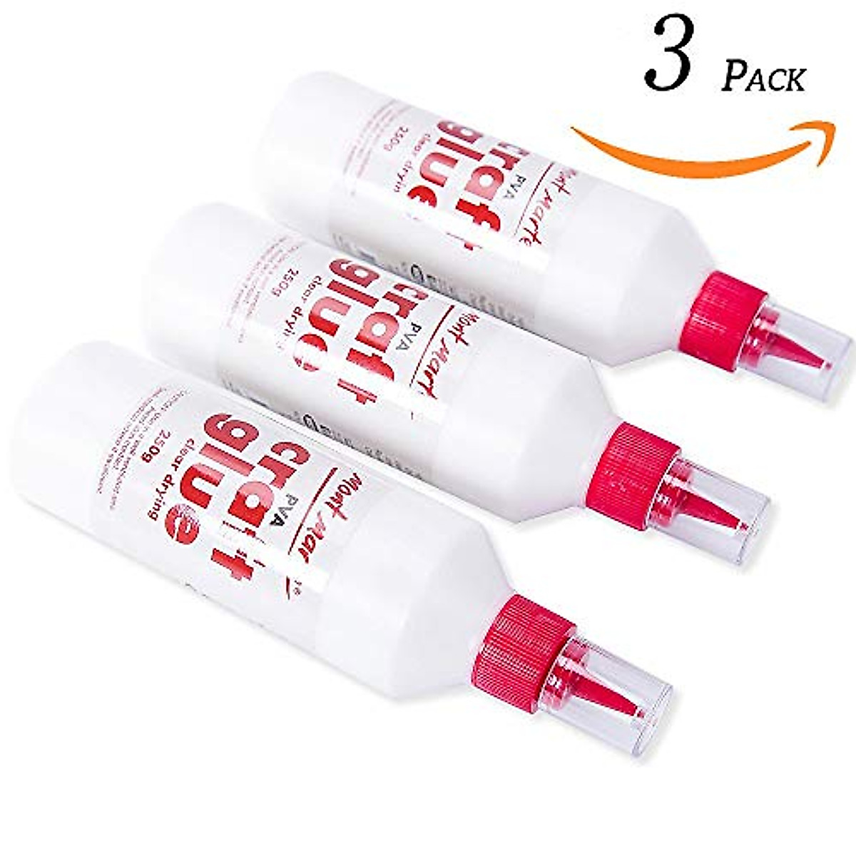 Mont Marte PVA Glue Craft Glue, Fine Tip 250g-3 Pack