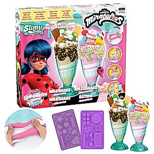 Miraculous Ladybug Sprinkles n' Slimy Kit - DIY Milkshake Slime with Milkshake Cup, Molds, Slime, Topping - Fun and Creative Craft Kit, Role Play Toys for Kids - Safe & Non-Toxic Ingredients