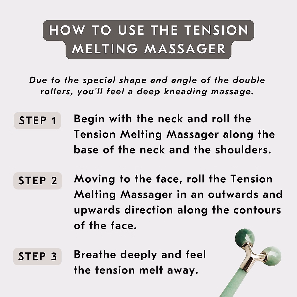 Mount Lai Jade Tension Melting Facial Massager for Face and Neck, Face Jade Roller Massager for Relieving Tensions