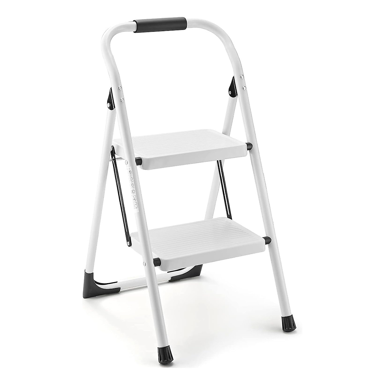 Step Stool for Adults,2 Step Ladder Folding 330 lbs Anti Slip Step Stool,Foldable Ergonomic 2 Steel Stool with Wide Pedal for Home, Kitchen, Office (White)