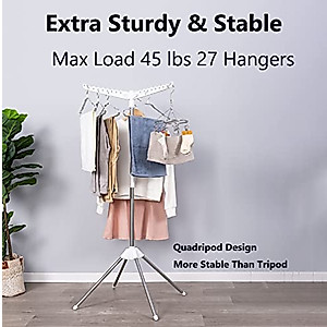 CLESUZ Portable Clothes Rack, Heavy Duty Tripod Foldable Drying Rack Fit in Carry-on Baggage for Home and Travel…