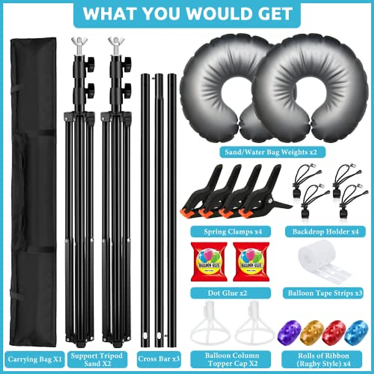 Professional Backdrop Stand for Parties, SoftTime Adjustable Backdrop Stand Kit 7x6.5Ft, Heavy Duty Background Banner Stand Backdrop for Photoshoot Photo Video Studio Balloon Party Decorations