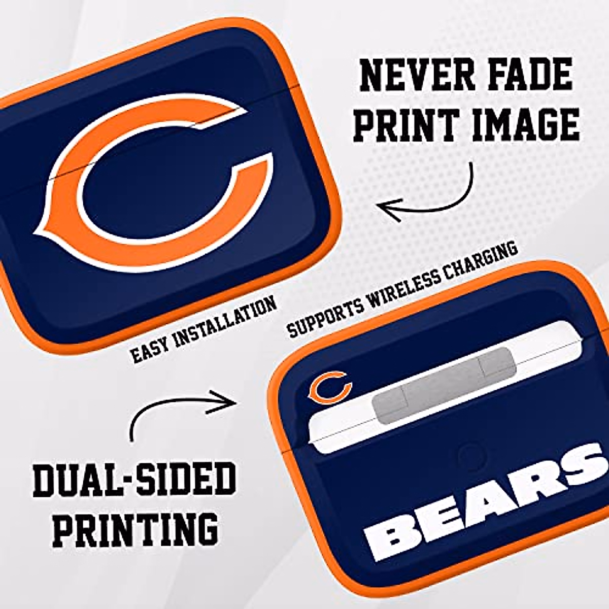 GAME TIME Chicago Bears HDX Case Cover Compatible with Apple AirPods Pro 1 & 2 (Classic)