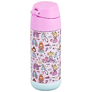 Snug Kids Water Bottle - insulated stainless steel thermos with straw (Girls/Boys) - Princess, 12oz