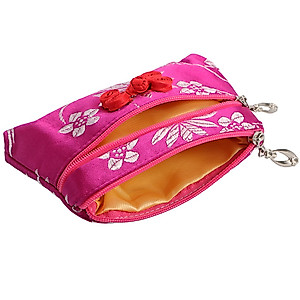kilofly 4 pc Chinese Silk Brocade 2 Zipper Purse Jewelry Bag Gift Pouch Set