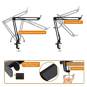 Quadcast Boom Arm - Heavy Duty Adjustable Gaming Microphone Mic Stand Compatible with Hyperx Quadcast S Microphone