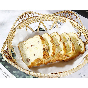 Woven Bread Baskets for Serving Rattan Tray for Fruit Food Kitchen Taptop Natural (10.6inch D x 3.5inch H)