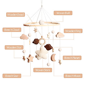 Boho Baby Mobile,Mobile for Crib,Neutral Baby Crib Mobile,Boho Nursery Decor,Handmade Baby Mobile,Boho Crib Mobile Kids Room Nursery Decor（Arm Not Included）