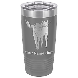 LaserGram 20oz Vacuum Insulated Tumbler Mug, Moose, Personalized Engraving Included (Gray)