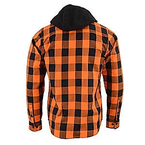 Milwaukee Leather Men's Flannel Plaid Shirt Orange and Black Long Sleeve Cotton Button Down with Hoodie MNG11642-2X-Large