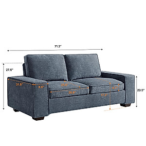 Luffield Chenille Loveseat Couch -71.3" Modern Design Sofa for Livingroom Clearance with Solid Wood, Metal Frame, Durable，Removable Back Cushion and Seat Cushion, Easy Cleaning(Blue)