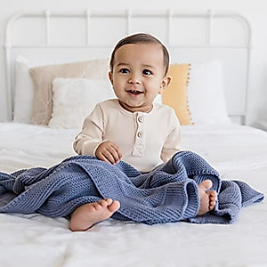 Natemia Knitted Baby Receiving Blanket, Ultra Soft Organic Cotton 30”x 40” Stroller and Nap Time Toddler Blanket