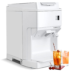 PETSITE Electric Ice Crusher Shaver, 460W Adjustable Shaved Ice Maker Machine, 265LBS/H, Snow Cone Maker for Home and Commercial Use, White