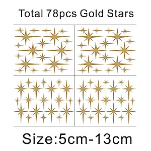 GESTYZ Retro Star Vinyl Wall Decals Starbursts Wall Stickers for Nursery Kids Room Wall Decals Unique Wall Decals for Baby Girls Boys Bedroom Nursery Decor(Y10) (Matte Gold)