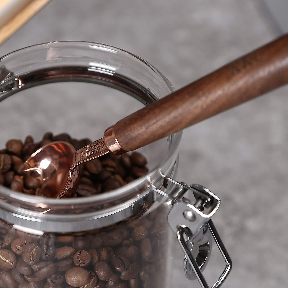 KKC HOME ACCENTS Coffee Scoop for Ground Coffee 1 Tablespoon,Tea Scoop for Loose Tea,Wood Long Handle Coffee Bean Scoop, Long Handle Coffee Measuring Spoon,Gold,1 tbsp,6.7 inch