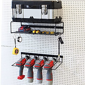 Aceart Power Tool Organizer with 4 Hook Heavy Duty, Separate Electric Drill Storage Rack Heavy Duty Metal Hardware Tool Shelf for Garage Wall, Handheld Tools