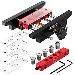 XDOVET 2 In 1 Mortise Tenon Jig Pocket Hole Jig Woodworking Self Center Dowel Jig Hole Locator For Loose Tenon Woodworking DIY Tools