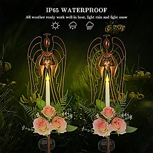Yourongmao Outdoor Solar Garden Lights,Solar Angel Lights with Flower,Garden Decorative Solar Lights for Yard Patio,Garden Solar Lights Outdoor Decor