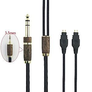 NewFantasia 10ft Upgrade Audio Cable 6N OCC Copper Silver Plated Braided Cord Compatible with Sennheiser HD650 HD600 HD580 HD660S HD58X HD6XX Headphone 3.5mm Male and 6.3mm Adapter Walnut Wood Shell