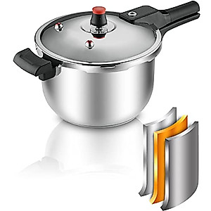 12 Quart Pressure Cooker, 11.6 PSI Thickened Stainless Steel Pressure Canner w/Spring Valve Safeguard Devices for Stewing, Steaming, Canning
