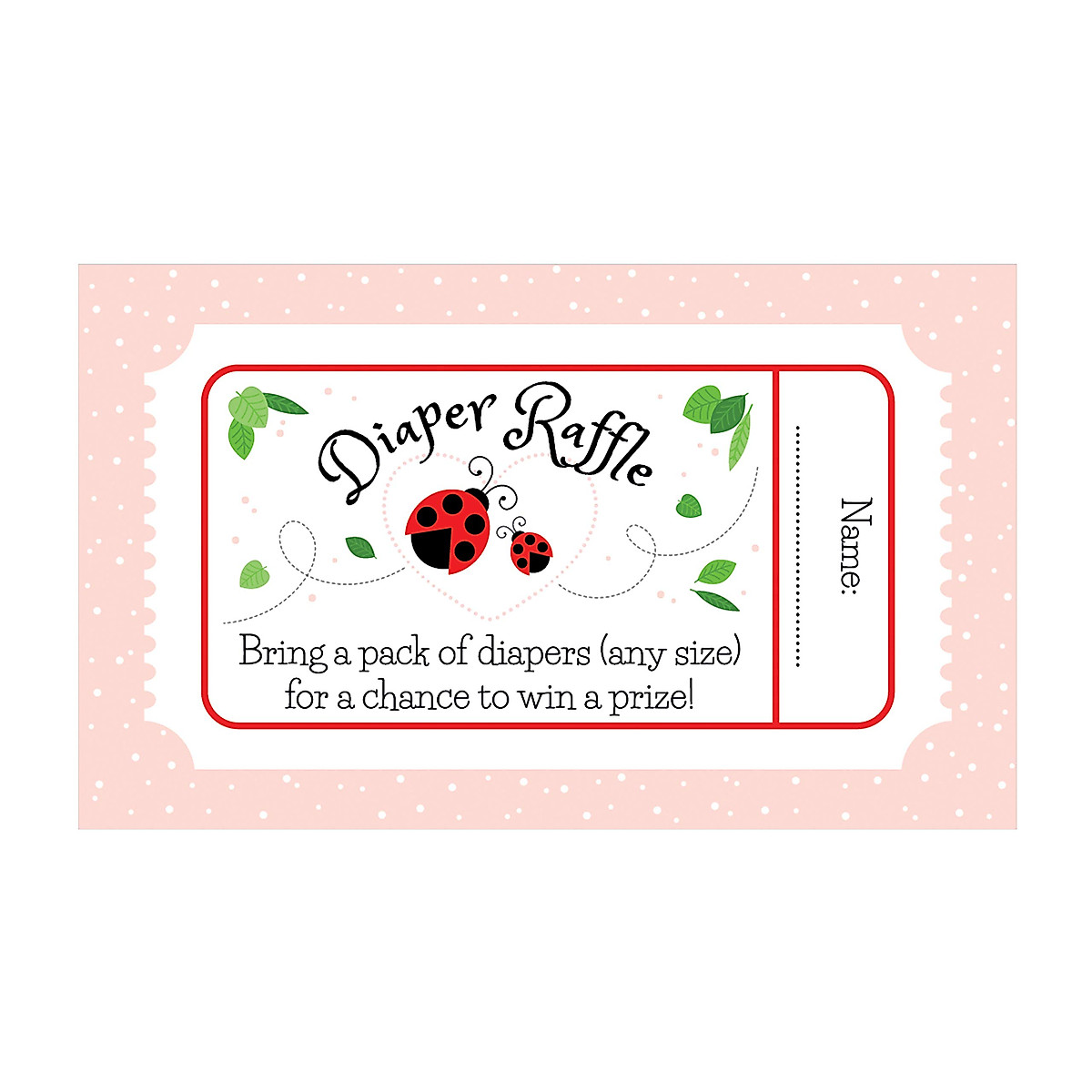 Ladybug Little Lady Diaper Raffle Baby Shower Cards - 24 count