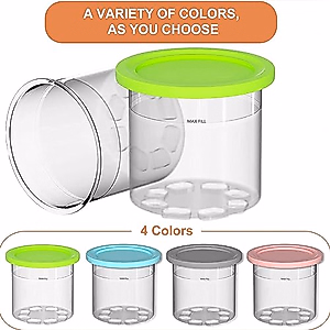 EVANEM 2/4/6PCS Creami Containers, for Ninja Creami Ice Cream Maker Pints,16 OZ Pint Ice Cream Containers Airtight,Reusable for NC301 NC300 NC299AM Series Ice Cream Maker,Gray-4PCS