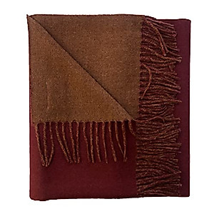 Baby Alpaca Double Face Reversible Throw (Burgundy/Brown)