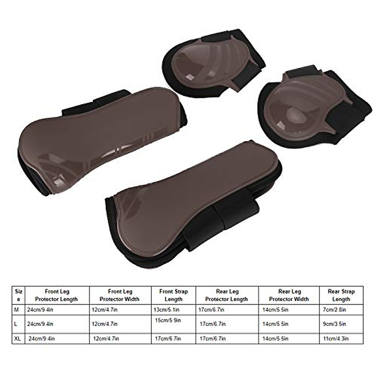 Horse Leg Protector PU Horse Front Hind Leg Boots Horse Riding Boots Pony Shock Absorbing Show Competition Leg Protection[Brown L] Hip & Joint Care