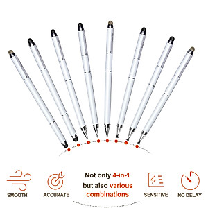 Stylus for Touch Screens - Penyeah DIY 4-in-1 High Sensitivity and Precision Disc Stylus Pen, Universal for iPad, iPhone, Tablets All Capacitive Touch Screens with 4 Replacement Tips - White