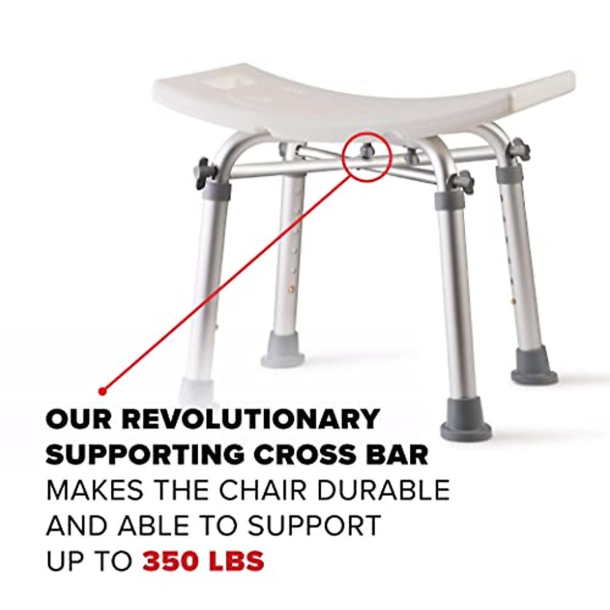 Dr. Kay’s Adjustable Bath Chair with Unique Heavy Duty Crossbar Supports, Shower Stool, Bathroom Chair, Safety Handicap Shower Chair for Inside Shower Seat, Shower Bench, 350 lb Capacity