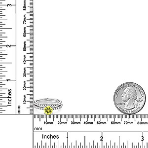 Gem Stone King 925 Sterling Silver Canary Mystic Topaz and White Moissanite Wedding Engagement Band Bridal Set Ring For Women (1.49 Cttw, Gemstone, Available In Size 5, 6, 7, 8, 9)