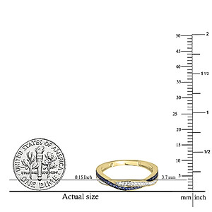 Dazzlingrock Collection Round Blue Sapphire & White Diamond Swirl Wedding Ring for Women in 14K Yellow Gold Size 8