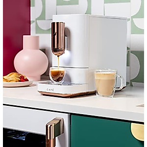 Café Affetto Automatic Espresso Machine | Brew in 90 Seconds | 20 Bar Pump Pressure for Balanced Extraction | Five Adjustable Grind Size Levels | WiFi Connected for Drink Customization | Matte White
