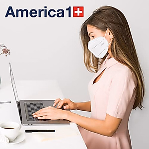 America1 KN95 Face Masks | Made in USA | Breathable Face Masks with 4-Layer Protection | Face Masks for Men and Women | Disposable Face Masks for Work, Home, and Outdoor | 20 Count White Face Masks