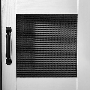 Farmhouse Coffee Bar Cabinet, 47’’ Kitchen Coffee Bar Table, White Coffee Buffet Cabinet with Sliding Barn Door, Entryway Table with Metal Mesh Doors, Bottom Open Storage Shelf, Living Dining Room