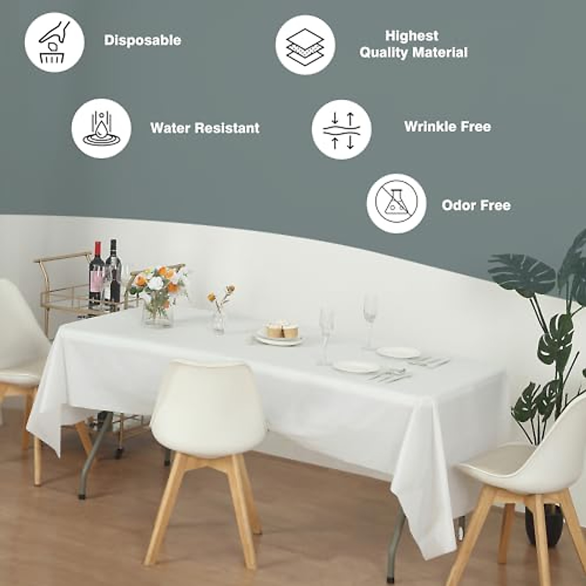 Craft And Party, White Plastic Table Cover Roll - 40in X 100 feet Heavy Duty Plastic banquet Table Cover Roll. (White)