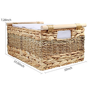 Wicker Basket, Baskets for Organizing, Woven Storage Basket with Handles, Water Hyacinth Shelves Natural Hyacinth Storage Baskets (Large/1P - 14.5"x10"x7.2"H)