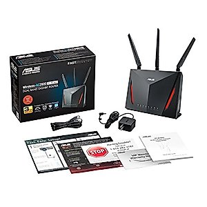 ASUS AC2900 WiFi Gaming Router (RT-AC86U) - Dual Band Gigabit Wireless Internet Router, WTFast Game Accelerator, Streaming, AiMesh Compatible, Included Lifetime Internet Security, Adaptive QoS