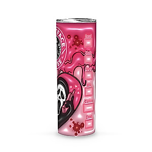 HONALE25 Halloween Tumbler 20oz, Halloween Tumbler Gift For Women Men Adults, Halloween Ghost Face Coffee Mug, Scary Ghost Face Tumbler With Lid, 3D Horror Tumbler, Halloween Decoration Indoor Outdoor