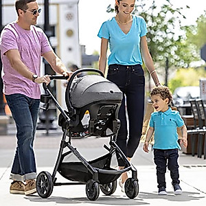 Evenflo Pivot Vizor Travel System with LiteMax Infant Car Seat (Chasse Black)